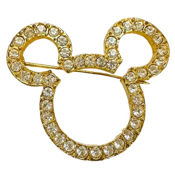Disney | Jewelry | Disney Mickey Mouse Minnie Mouse Rhinestone Gold ...